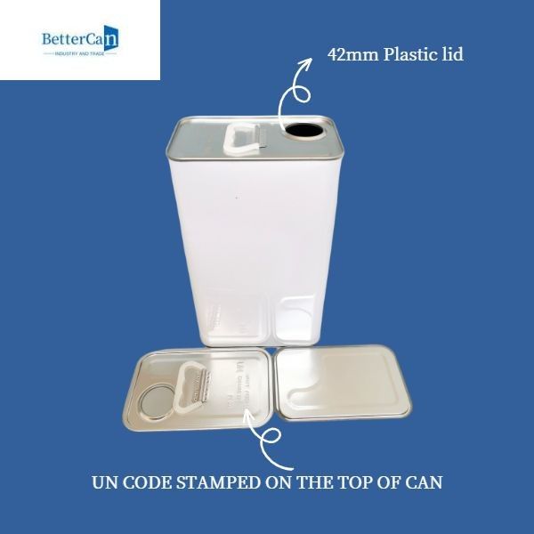 4L Car Paint Tin Leak Proof Rectangular With 42mm Plastic Pull Up Lids